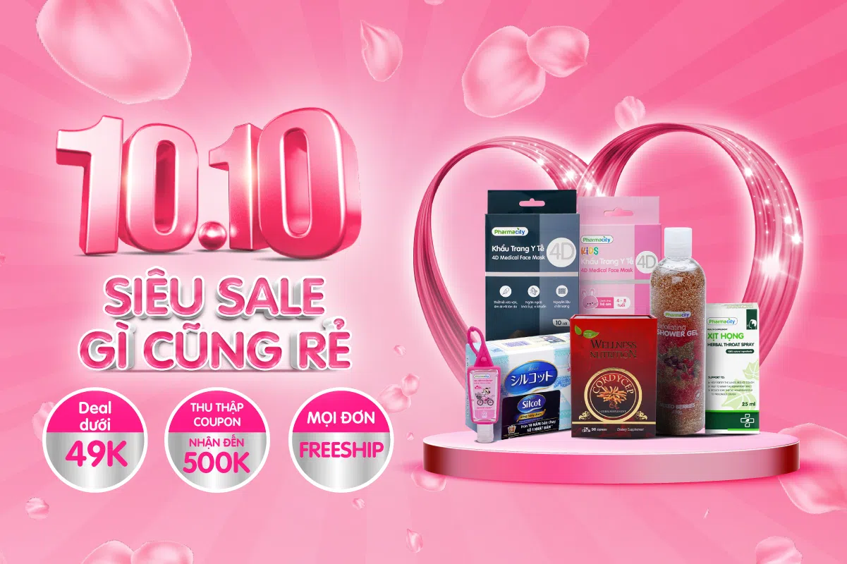 Tháng 10 rực rỡ deal xịn giá hời tại Pharmacity trên Lazada, Tiki, Shopee