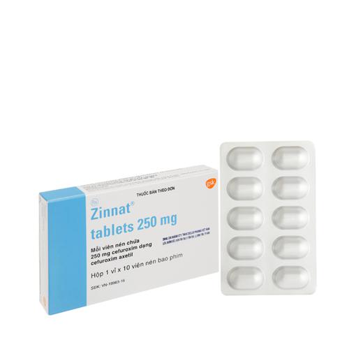 Zinnat Tab 250mg (1 vỉ x 10 viên/hộp)