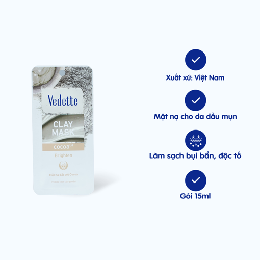 Mặt nạ đất sét bùn Vedette Clay Mask Cocoa (15ml)