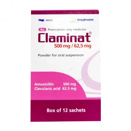 Claminat 500 mg/62,5 mg (Hộp 12 gói x 1,5g)