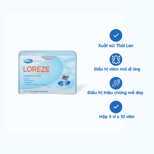 Loreze 10mg (Hộp 5 vỉ x 10 viên)