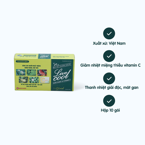 Bột sủi thanh nhiệt hương dưa gang Live cool (Hộp 10 gói x 7g)