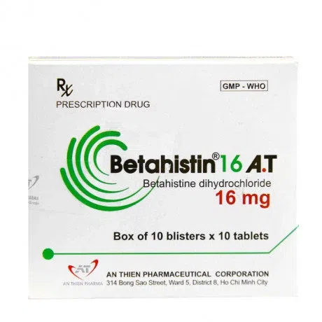 Betahistin 16 A.T (10 vỉ x 10 viên/hộp)