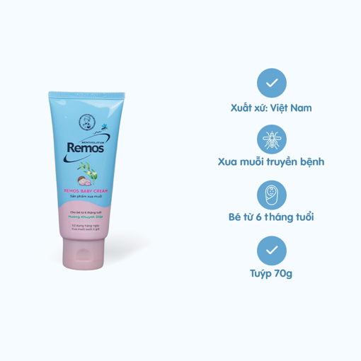 Kem chống muỗi hương khuynh diệp Remos Baby Cream (70g)