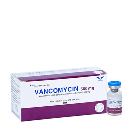 Vancomycin 500mg Bidiphar (Hộp 10 lọ bột khô pha tiêm)