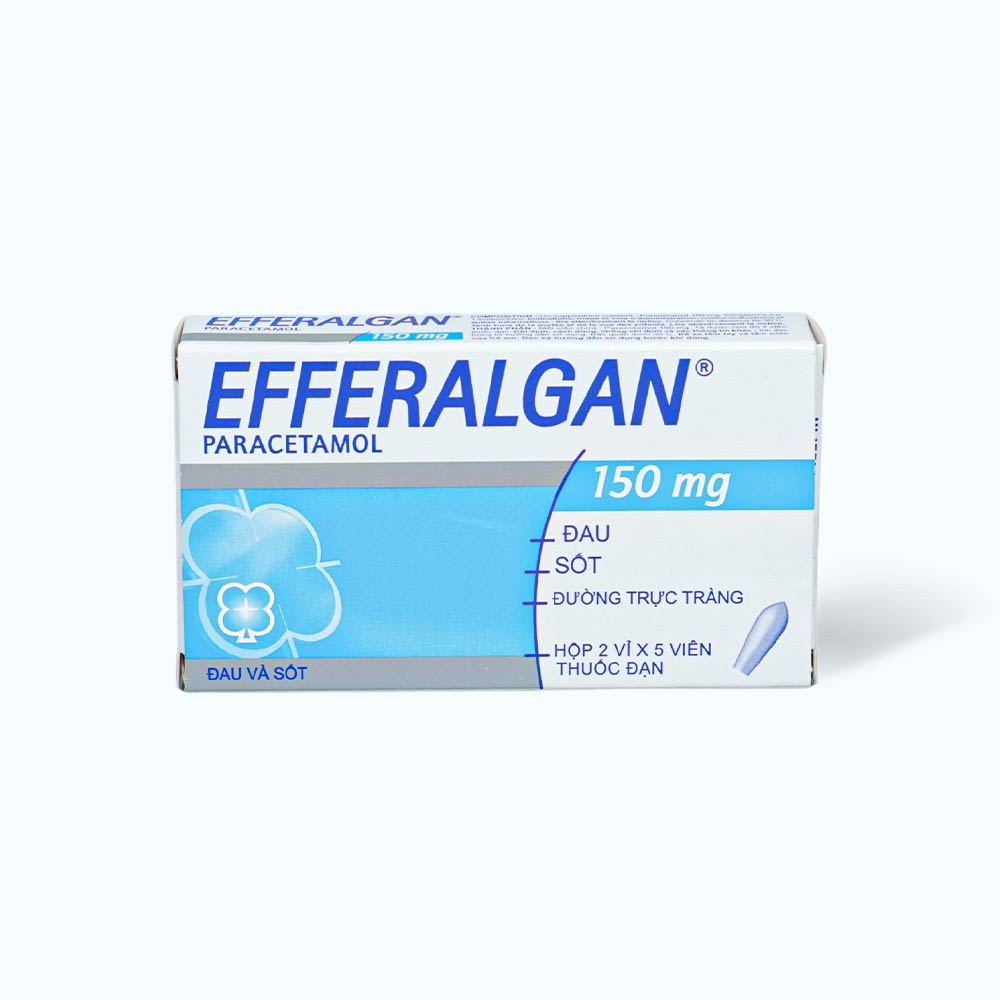 Viên đặt trực tràng Efferalgan 150mg giảm đau, hạ sốt (2 vỉ x 5 viên)