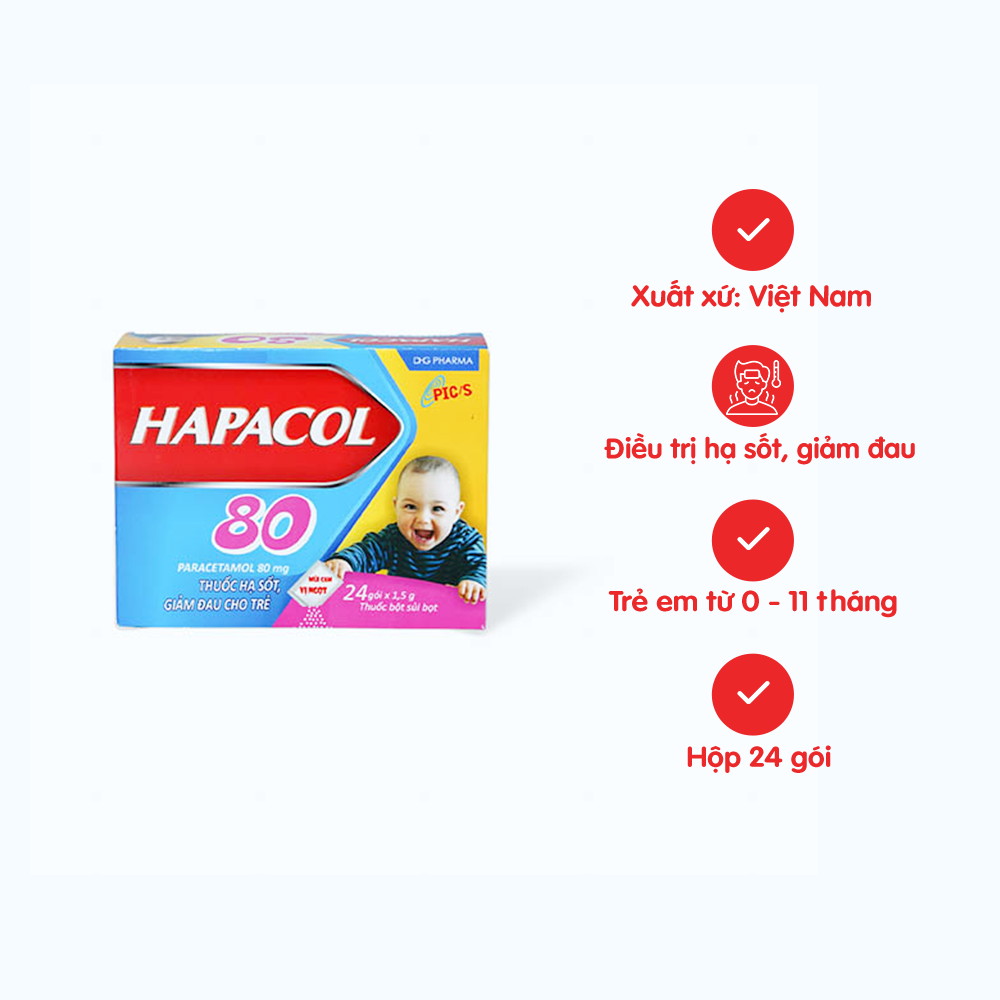 Hapacol 80mg (Hộp 24 gói)