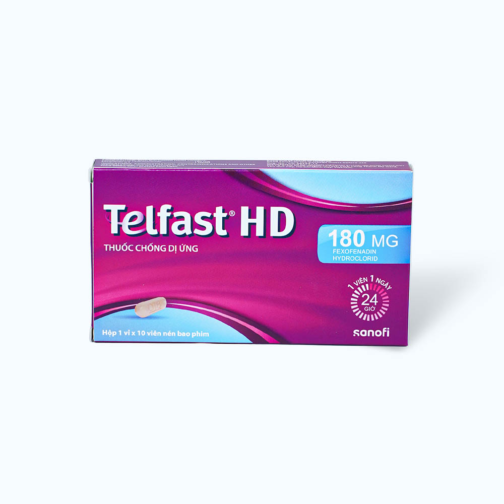Telfast HD 180mg (1 vỉ x 10 viên/hộp)