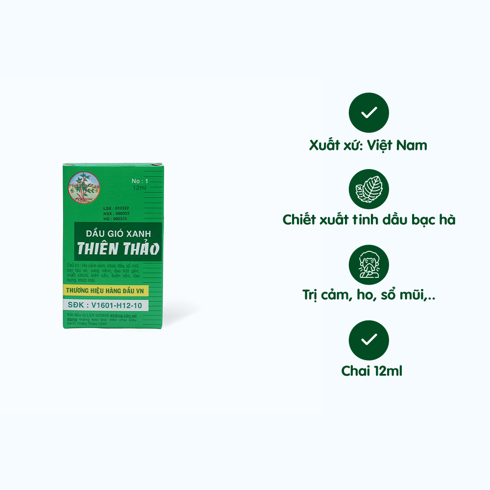 Dầu gió xanh Thiên Thảo (Chai 12ml)
