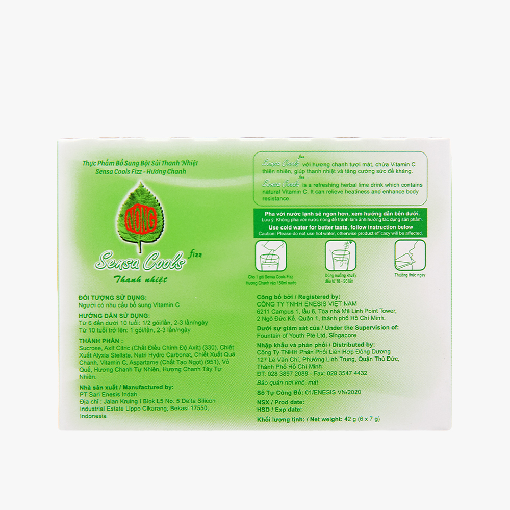 Bột sủi thanh nhiệt Sensa Cools (6 gói/hộp)