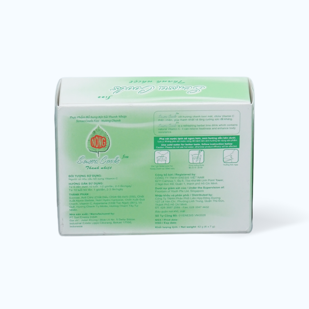 Bột sủi thanh nhiệt Sensa Cools (6 gói/hộp)