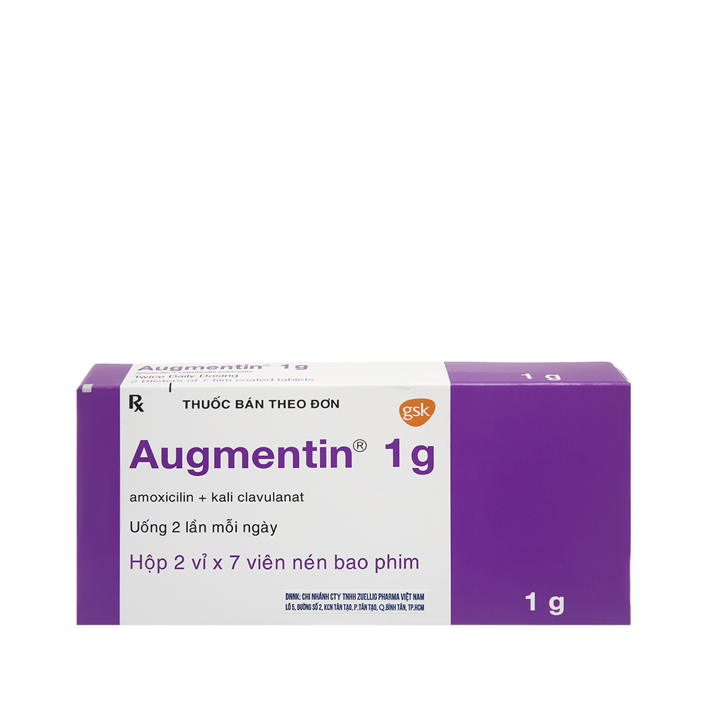 Augmentin Bd Tab 1G: Kháng Sinh Cho Bệnh Nhiễm Khuẩn (2 Vỉ X 7 Viên)