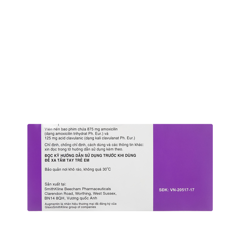 Augmentin Bd Tab 1G: Kháng Sinh Cho Bệnh Nhiễm Khuẩn (2 Vỉ X 7 Viên)