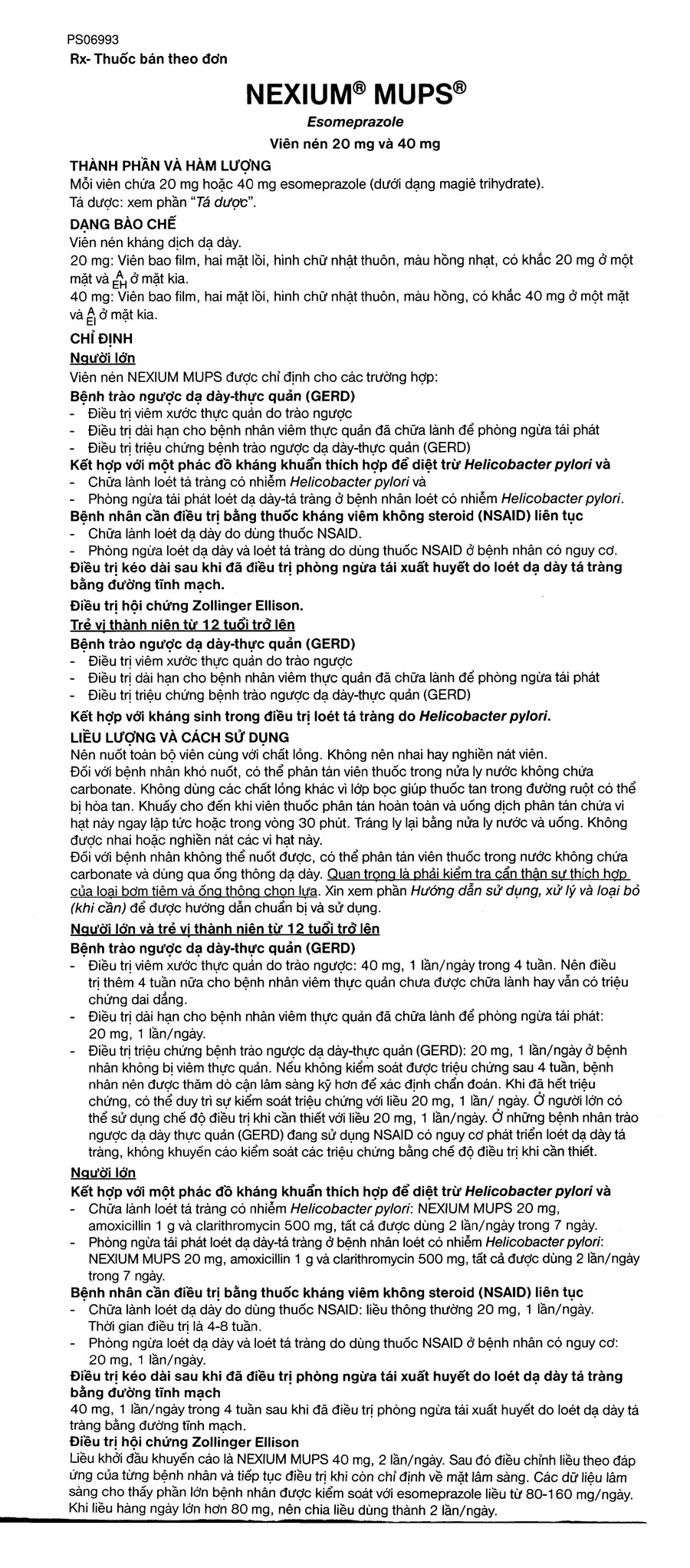Nexium-Mups Tab 40Mg: Hỗ Trợ Điều Trị Loét Dạ Dày (2 Vỉ X 7 Viên)