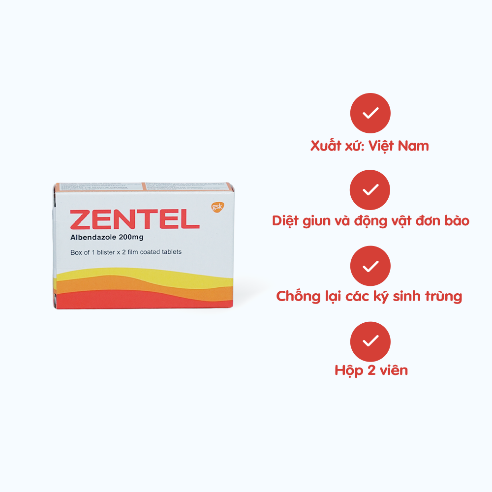Zentel 200mg (2 viên/hộp)