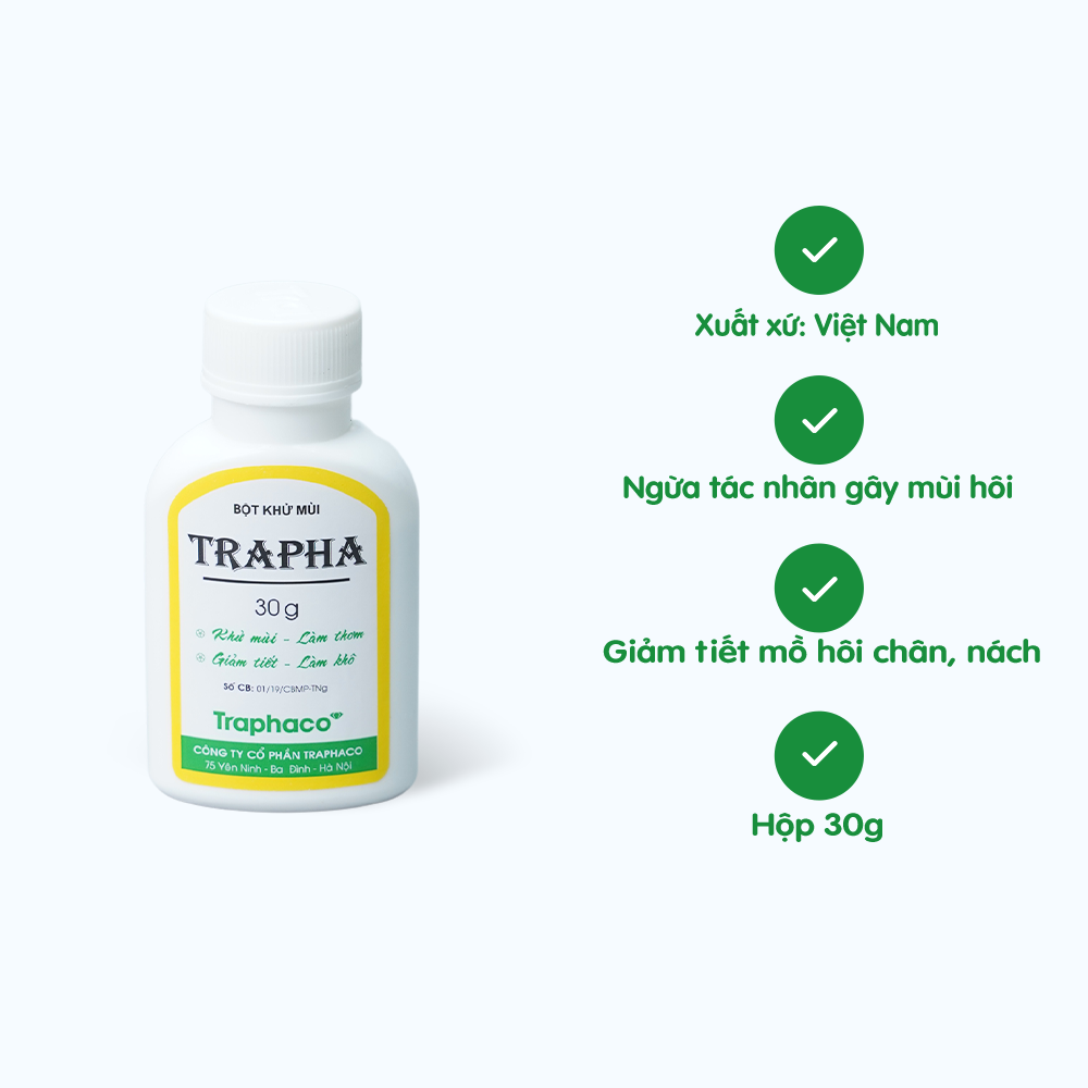 Bột khử mùi Trapha (30g)