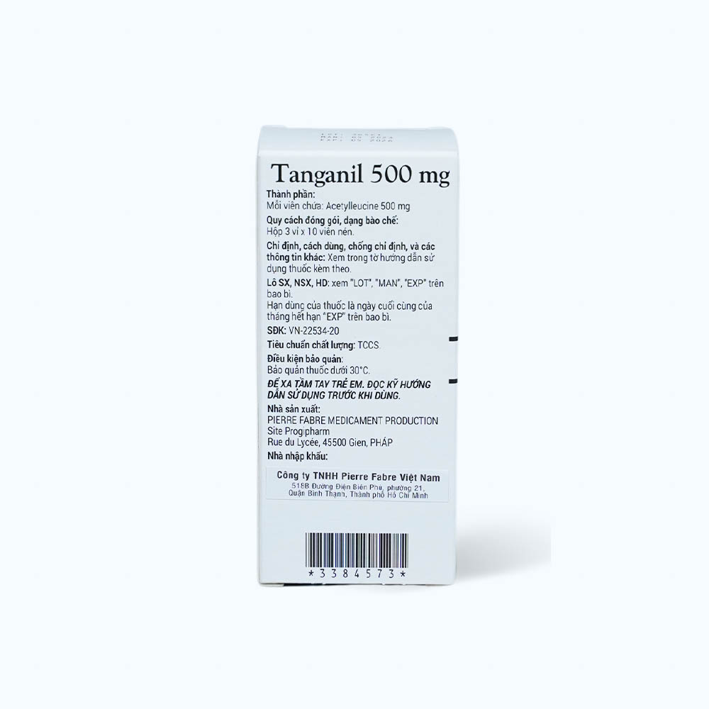 Tanganil 500mg (3 vỉ x 10 viên)
