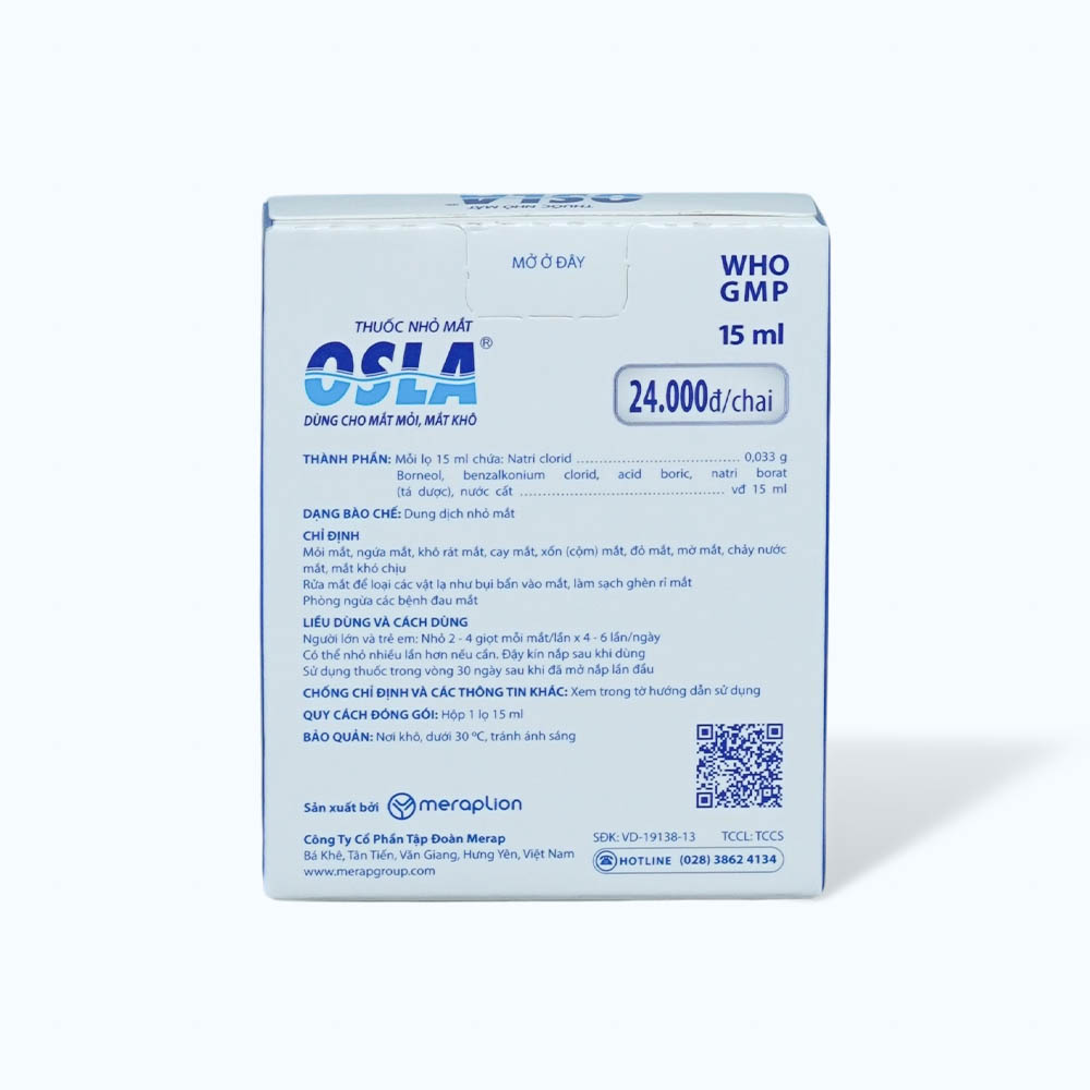 Dung dịch nhỏ mắt Osla mỏi mắt, khô mắt, phòng ngừa các bệnh về mắt ...