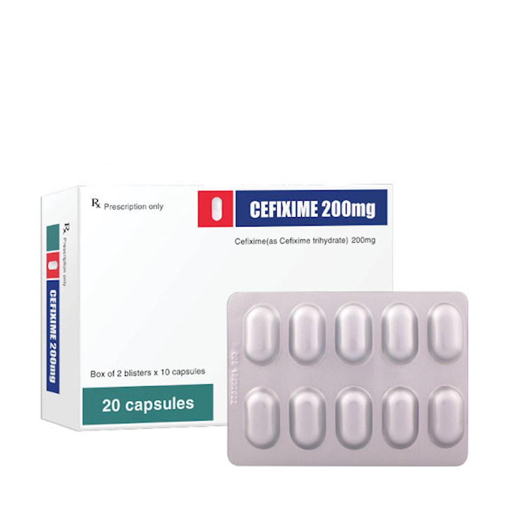 Viên nén bao phim Cefixime 200mg T.V pharm kháng sinh điều trị nhiễm ...