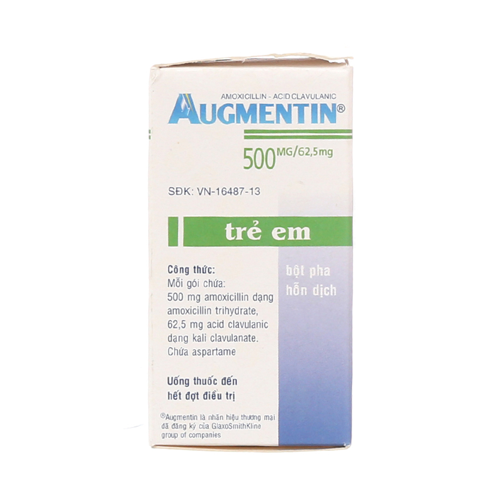 Thuốc bột Augmentin 500mg/62.5mg điều trị nhiễm khuẩn (hộp 12 gói)