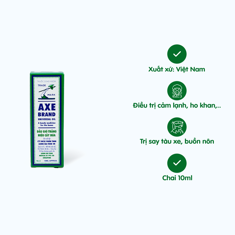 Dầu gió trắng hiệu Cây Búa Axe Brand (10ml)