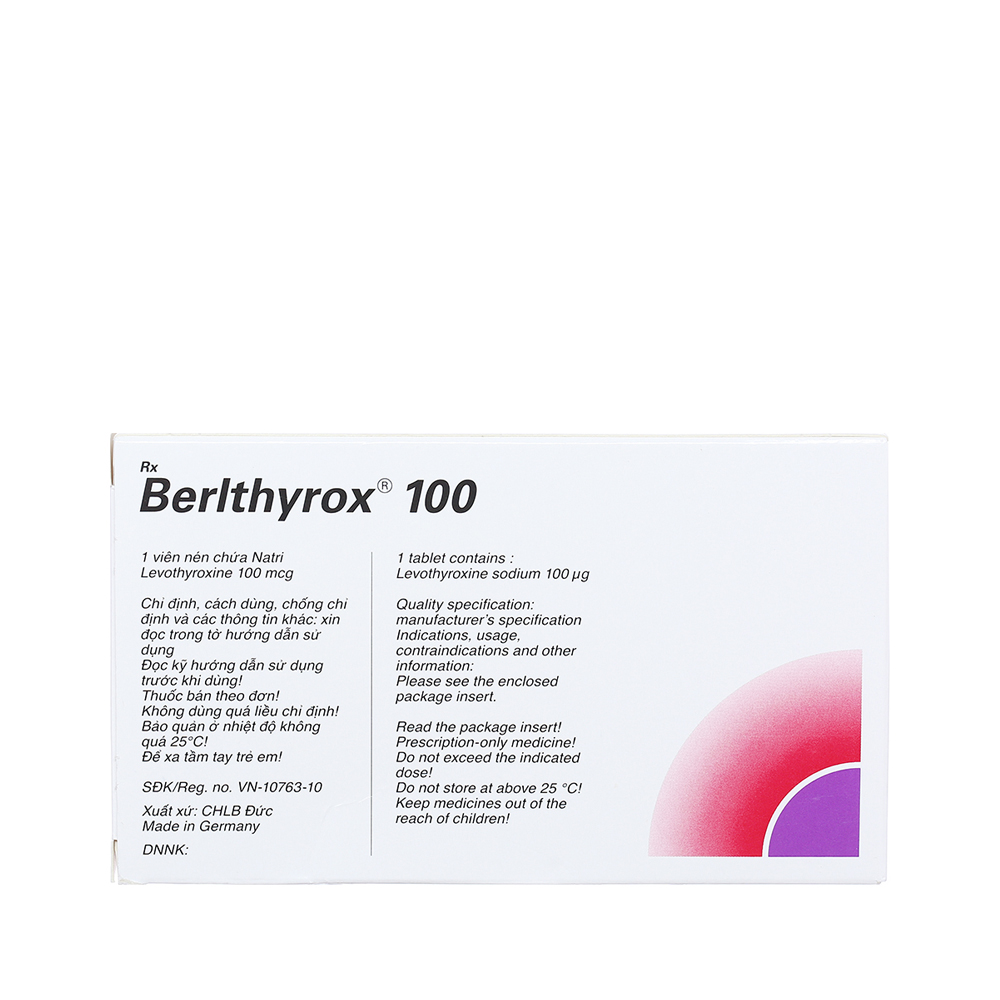 Berlthyrox 100 (Hộp 4 vỉ x 25 viên)