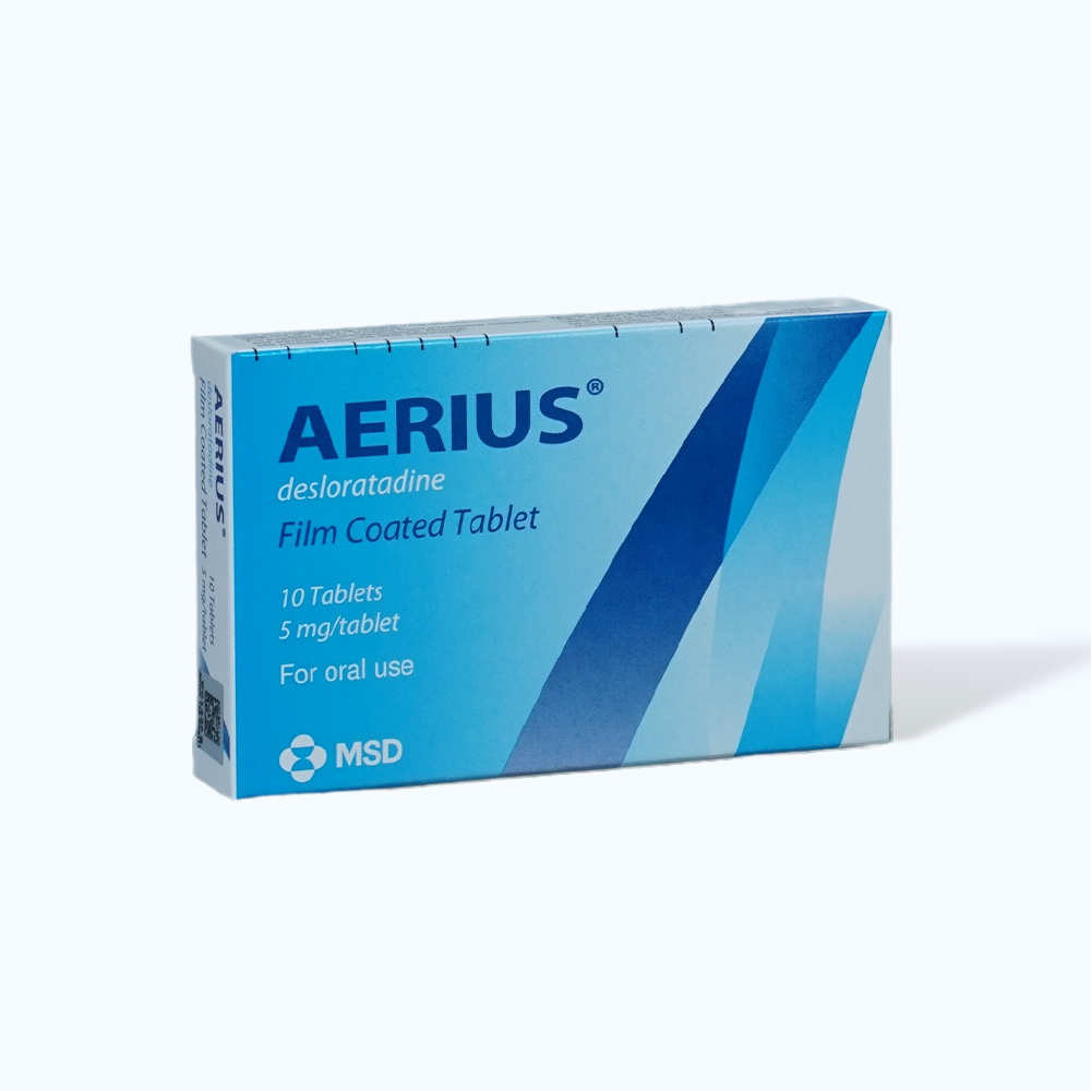 Viên nén Aerius 5mg trị viêm mũi dị ứng, mày đay, ngứa (1 vỉ x 10 viên)
