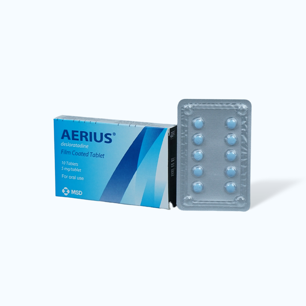 Viên nén Aerius 5mg trị viêm mũi dị ứng, mày đay, ngứa (1 vỉ x 10 viên)