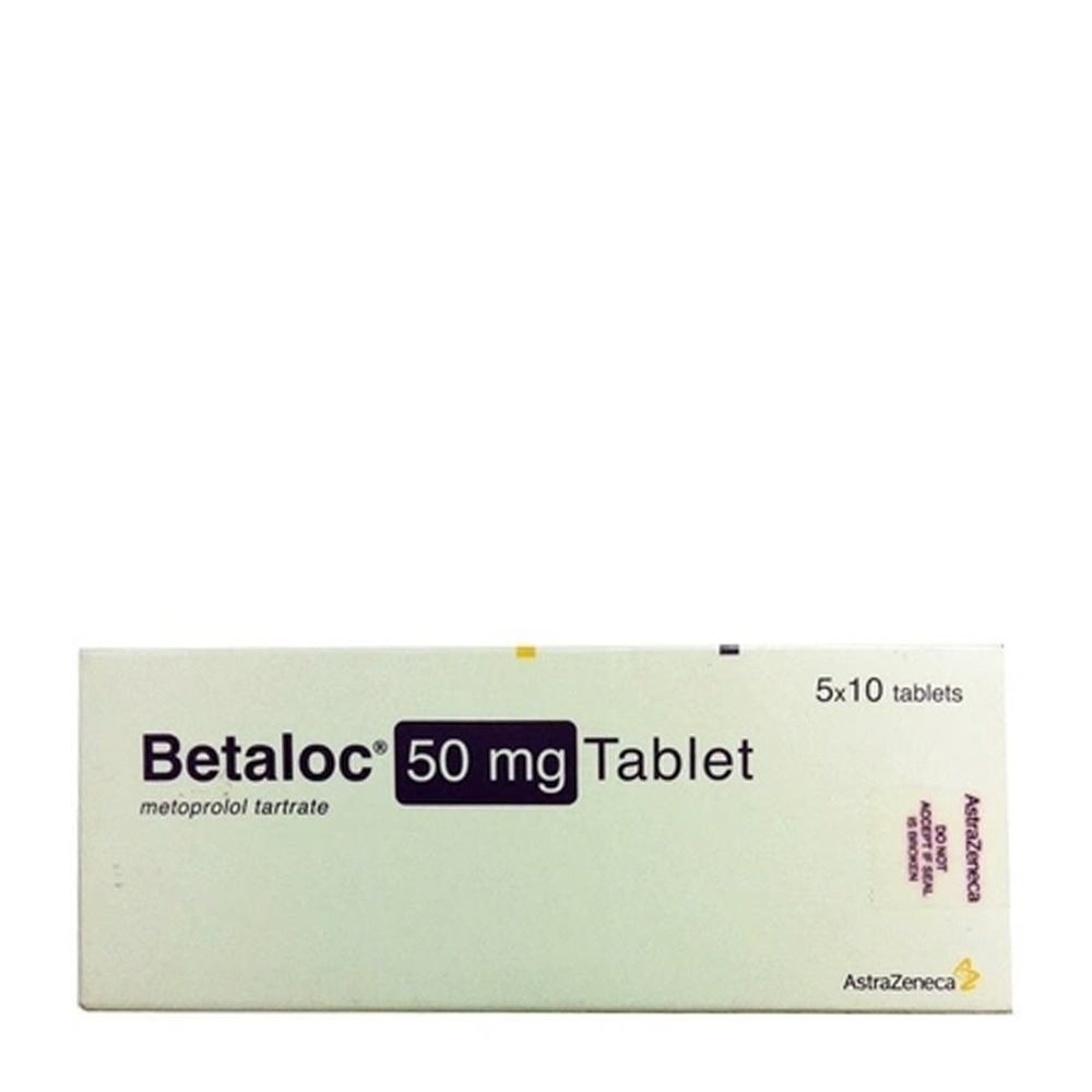 Viên nén Betaloc 50mg Astrazeneca Điều trị tăng huyết áp, dự phòng đau thắt ngực (3 vỉ x 20 viên)