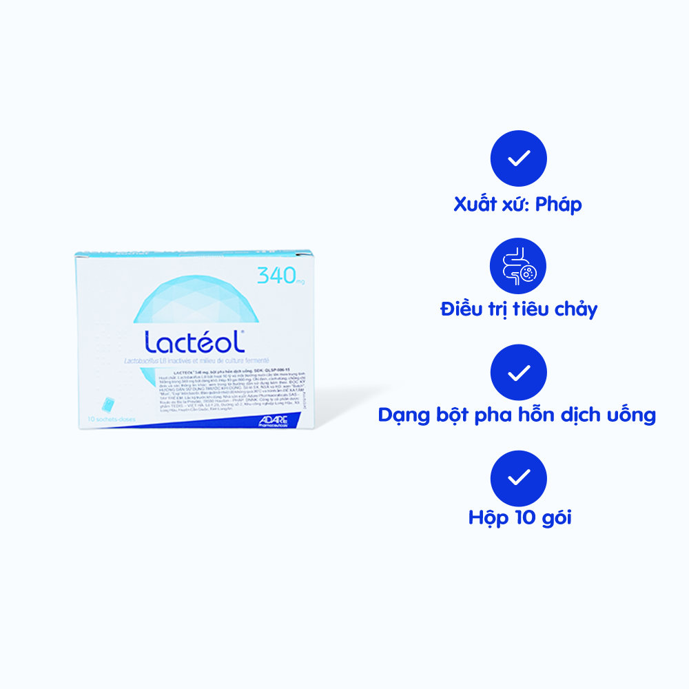 Bột pha hỗn dịch uống Lactéol 340mg điều trị tiêu chảy cho người lớn ...