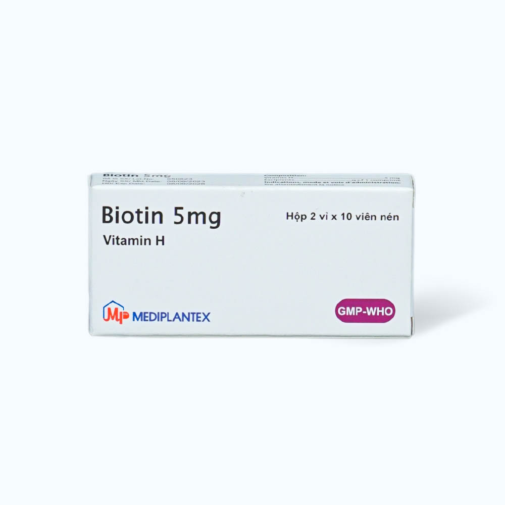 Biotin 5mg (2 vỉ x 10 viên)