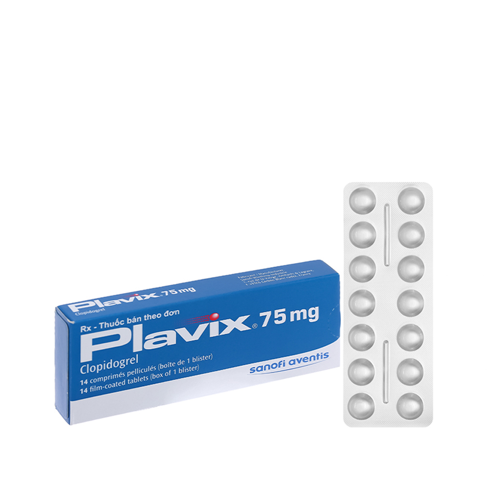 Viên nén bao phim Plavix 75mg phòng ngừa thành lập cục máu đông, huyết khối (1 vỉ x 14 viên)