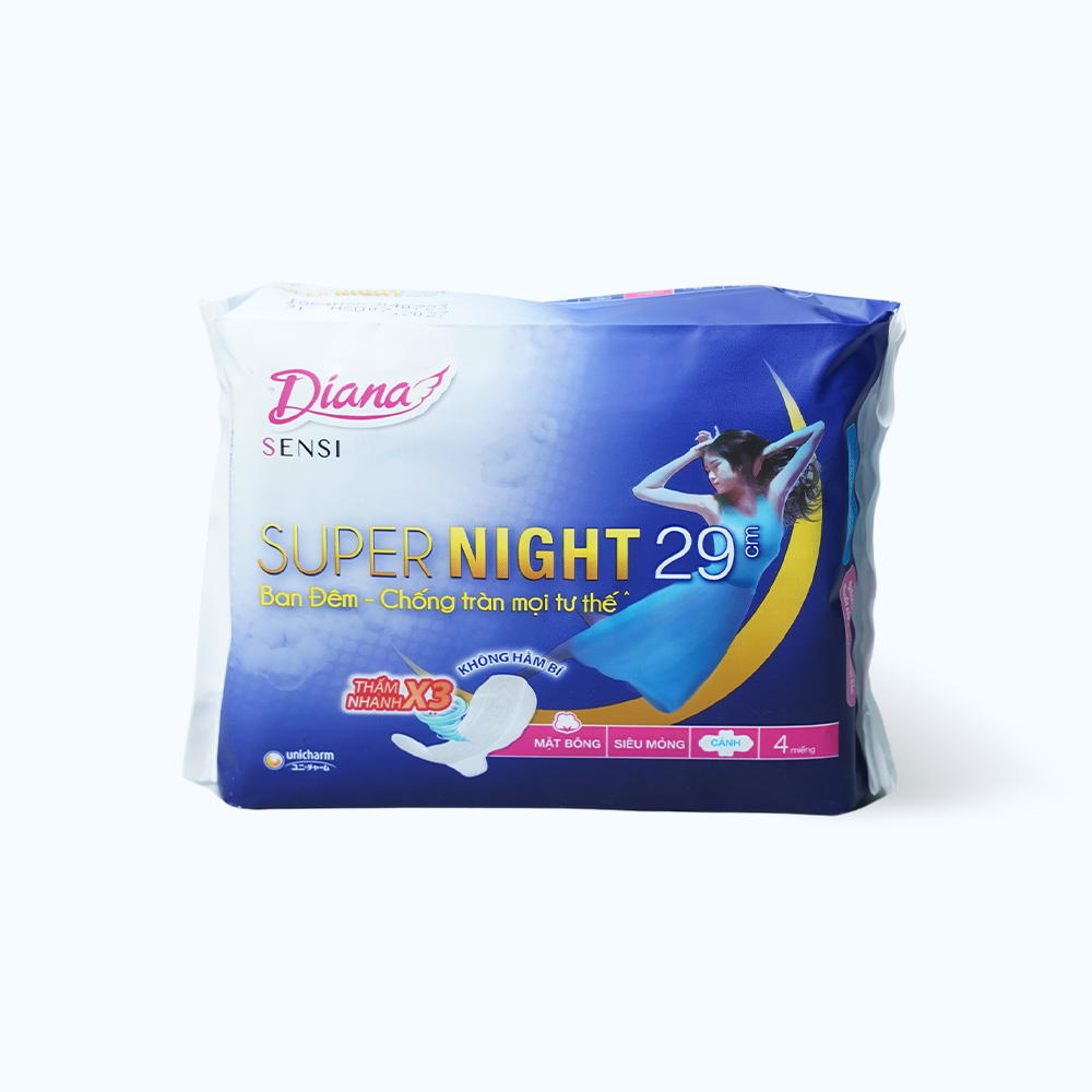 Băng vệ sinh ban đêm Diana Sensi Night 29cm (4 miếng/gói)