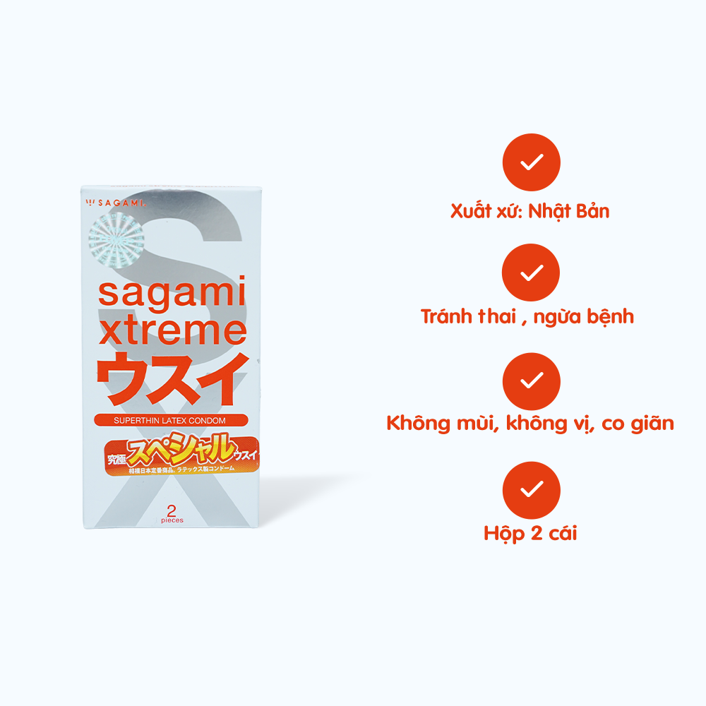 Bao cao su Sagami Xtreme Super Thin (Hộp 2 cái)