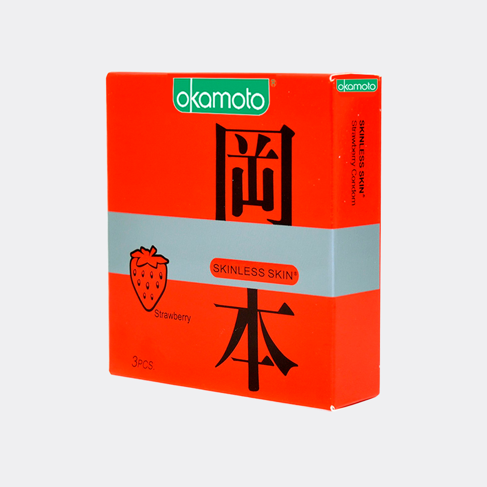 Bao cao su Okamoto Skinless Skin Straberry (3 cái/hộp)