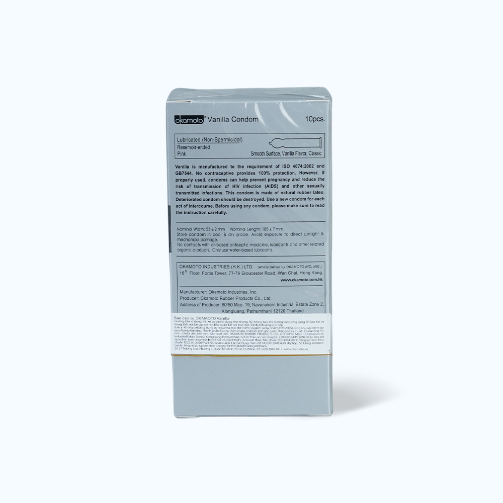 Bao cao su Okamoto Skinless Skin Vanilla (10 cái/hộp)