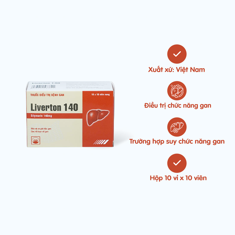 Liverton 140mg (Hộp 10 vỉ x 10 viên)
