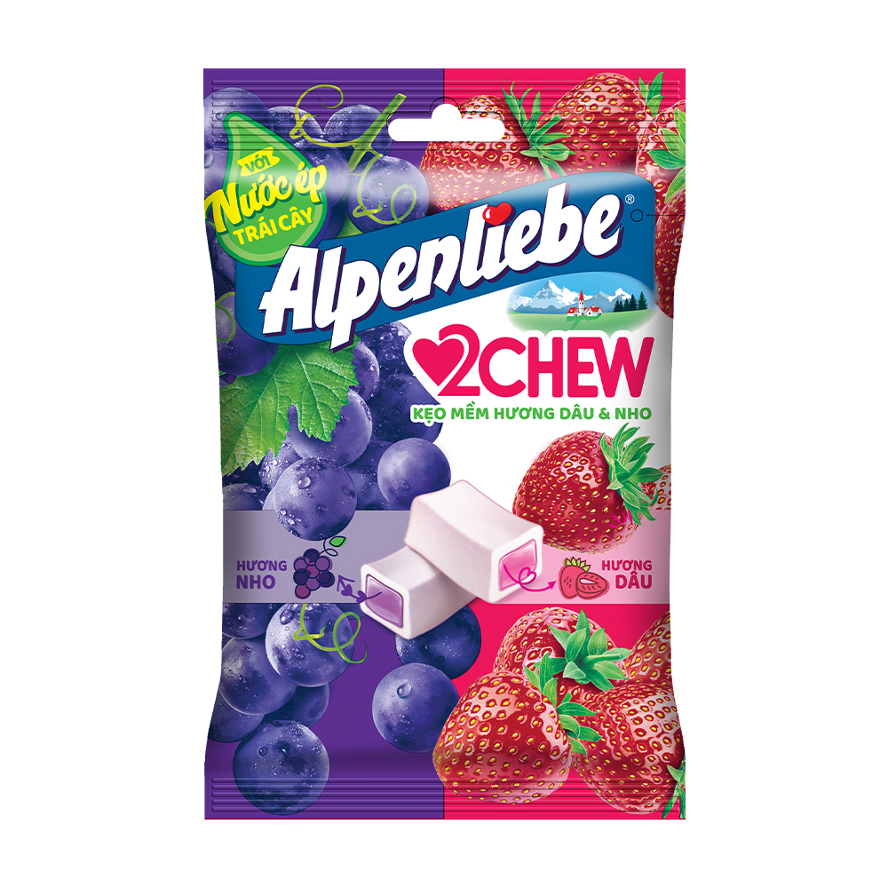 Kẹo mềm hương trái cây Alpenliebe 2 Chew Gói 84g (24 Viên)