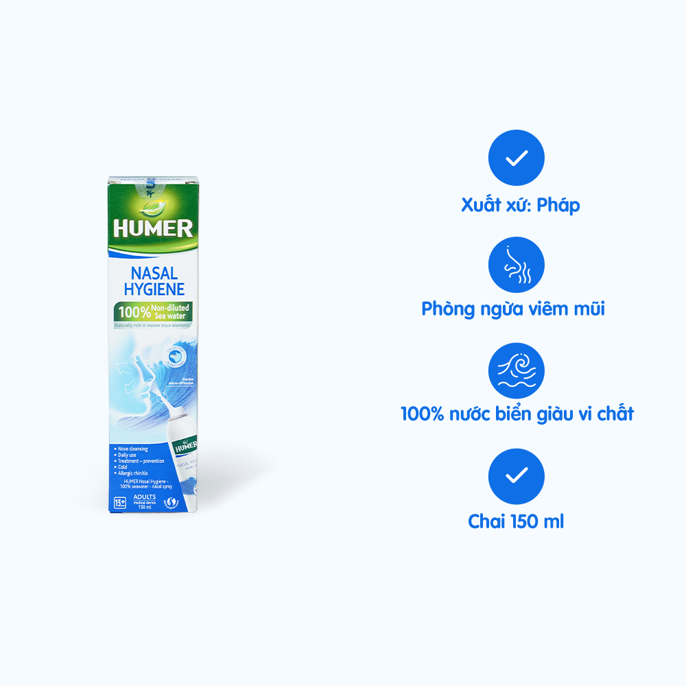 Dung dịch xịt mũi người lớn - Humer Nasal Hygiene Adulte 150ml