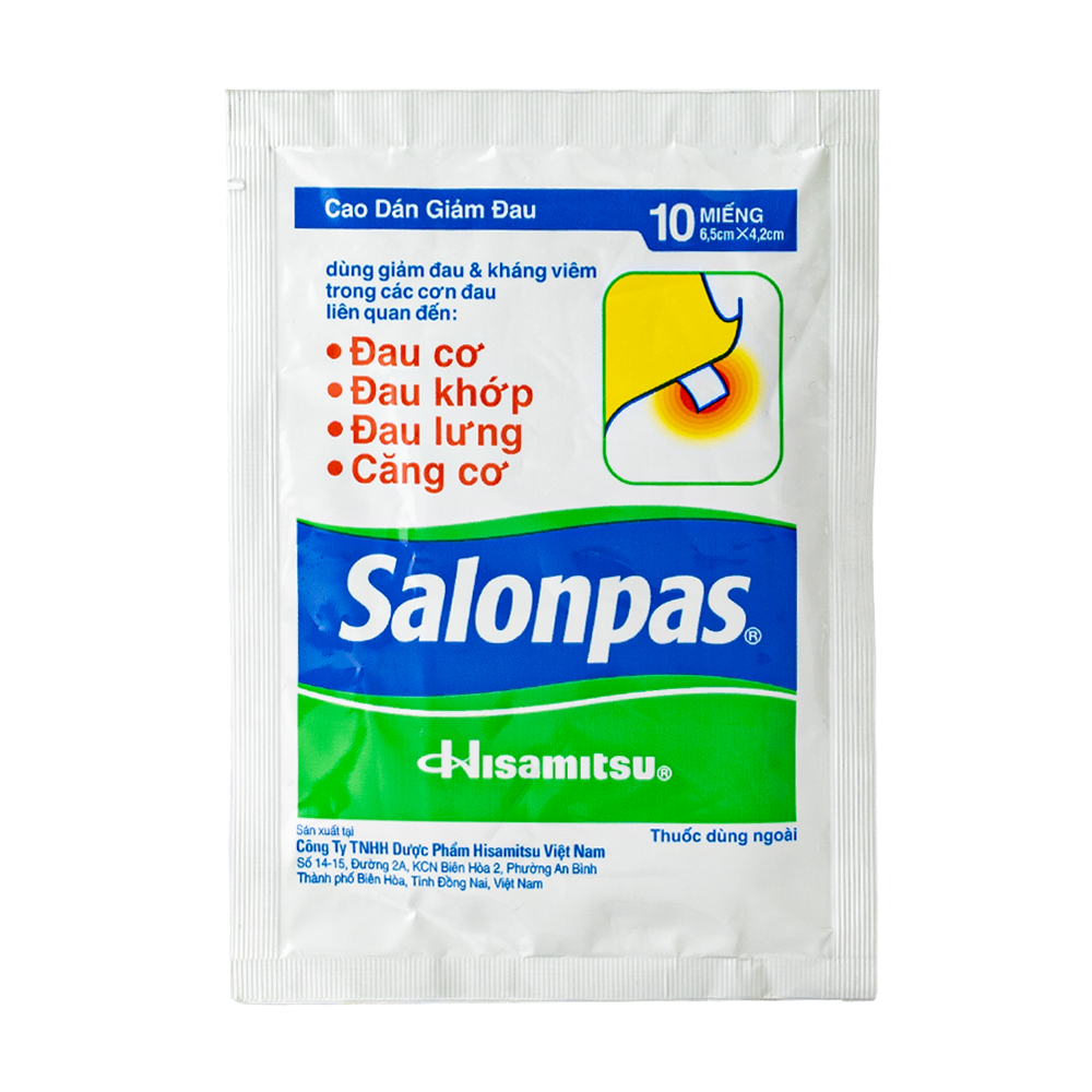 Salonpas (10 Hộp nhỏ x 20 miếng "6.5cm x 4.2 cm")