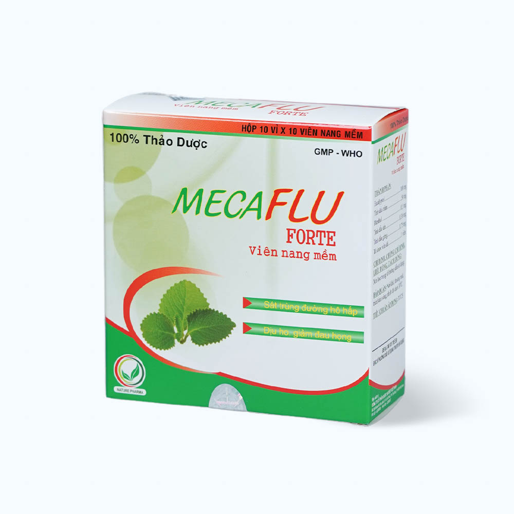 Viên nang mềm Mecaflu Forte hỗ trợ sát trùng đường hô hấp (10 vỉ x 10 viên)