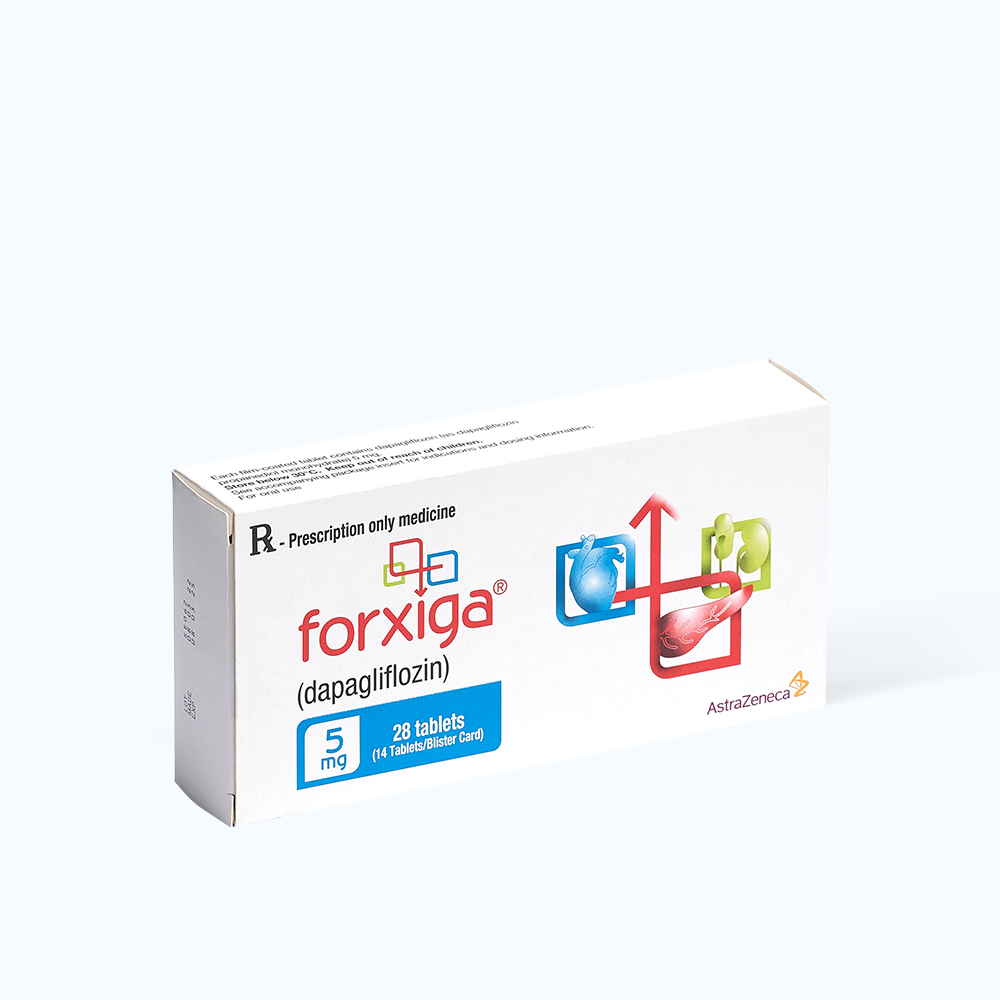 Viên nén bao phim Forxiga 5mg điều trị đái tháo đường không phụ thuộc ...