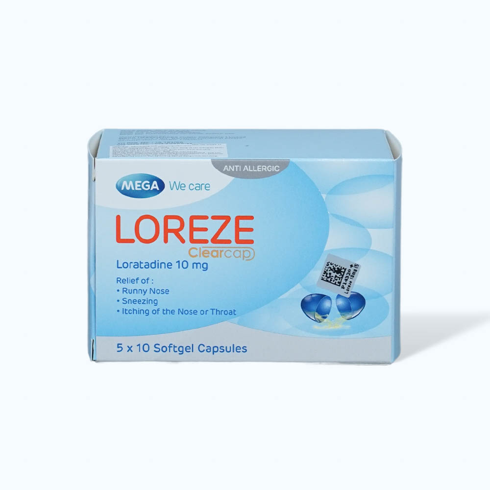 Viên nang mềm Loreze 10mg trị viêm mũi dị ứng, mày đay, ngứa (5 vỉ x 10 ...