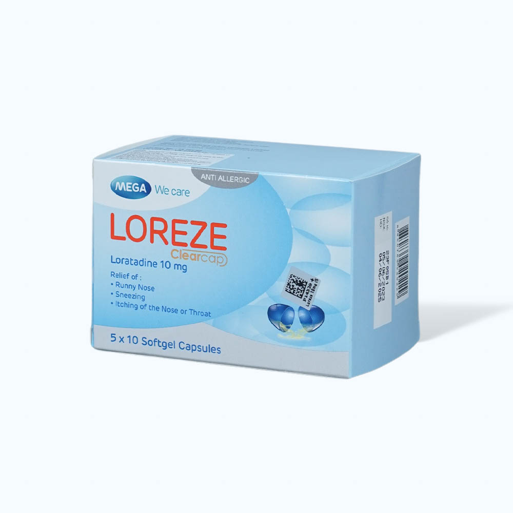 Viên nang mềm Loreze 10mg trị viêm mũi dị ứng, mày đay, ngứa (5 vỉ x 10 ...