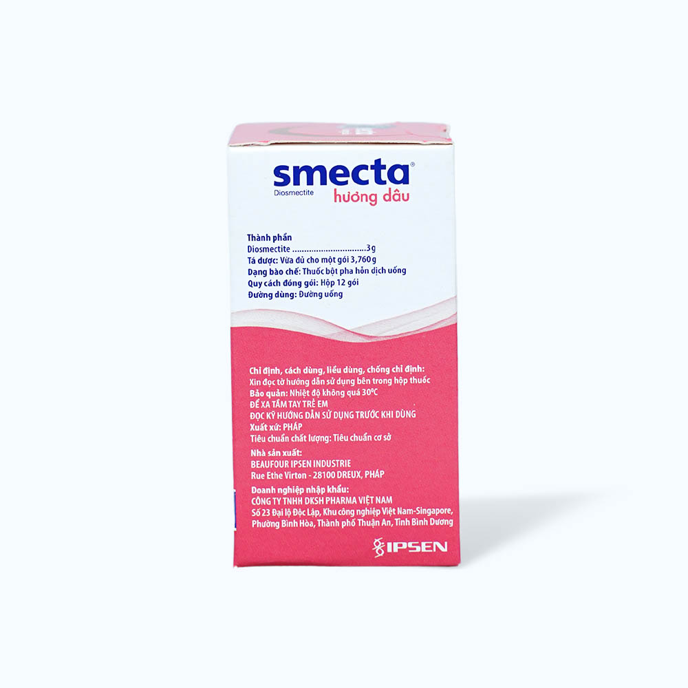 Bột pha uống Smecta 3g Hương Dâu điều trị tiêu chảy, rối loạn tiêu hóa (hộp 12 gói)