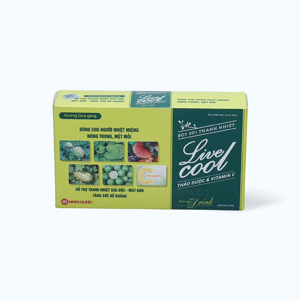 Bột sủi thanh nhiệt hương dưa gang Live cool (Hộp 10 gói x 7g)