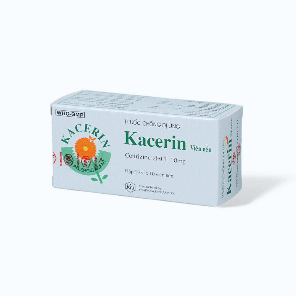 Viên nén Kacerin 10mg điều trị triệu chứng viêm mũi dị ứng, mày đay (10 ...