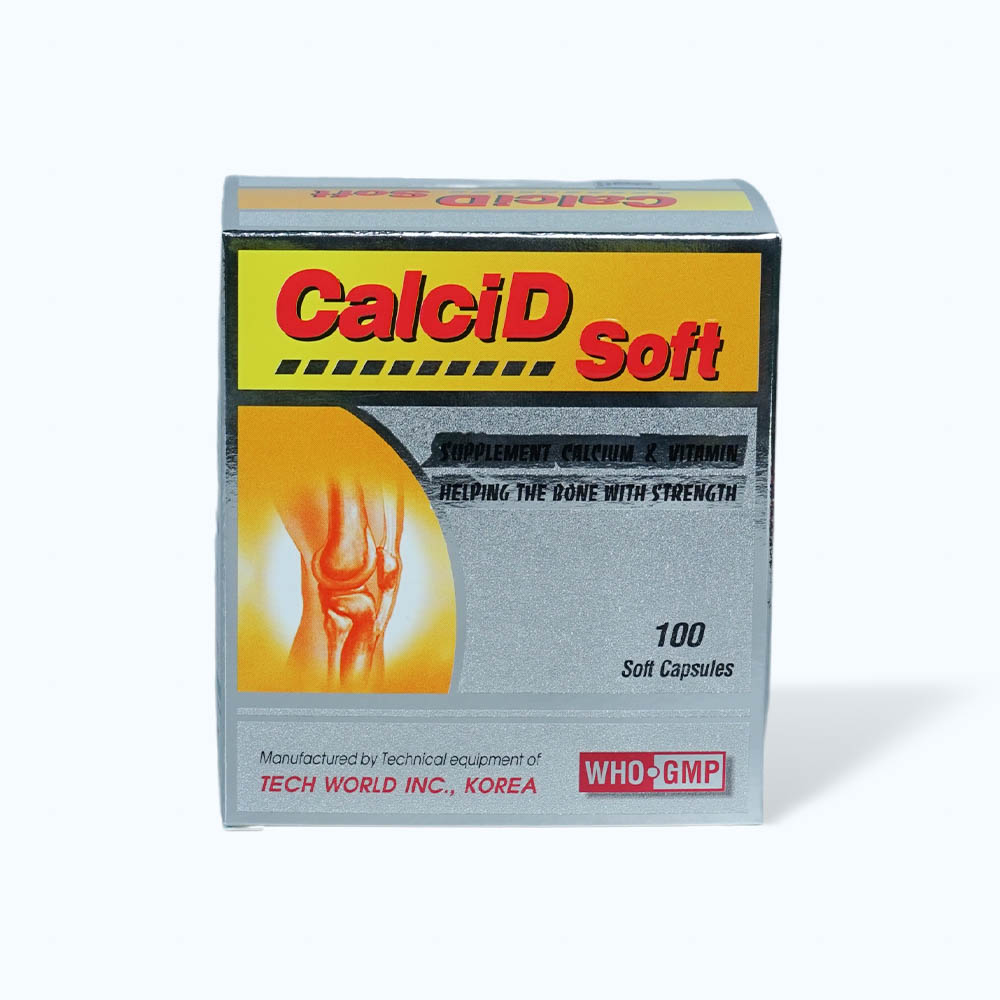Viên nang mềm Calci D 518mg/100IU cung cấp calci và D3 giúp xương chắc ...