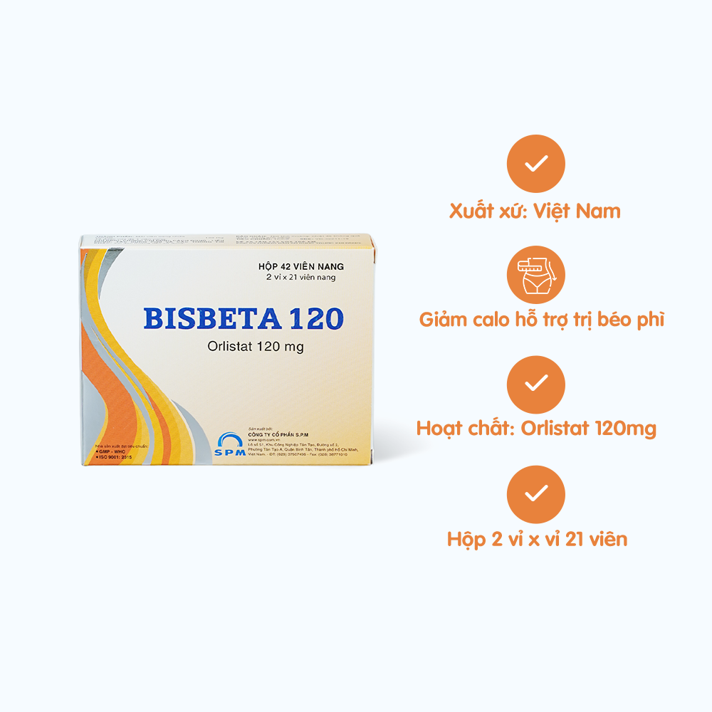 Viên nang Bisbeta 120mg SPM hỗ trợ giảm nhẹ calo trong điều trị cho ...