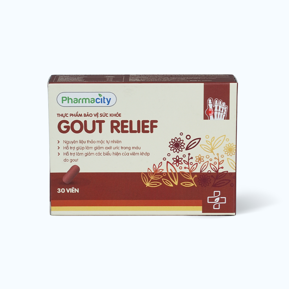 Viên uống Pharmacity Gout Relief hỗ trợ giảm đau, giảm các biểu hiện do ...